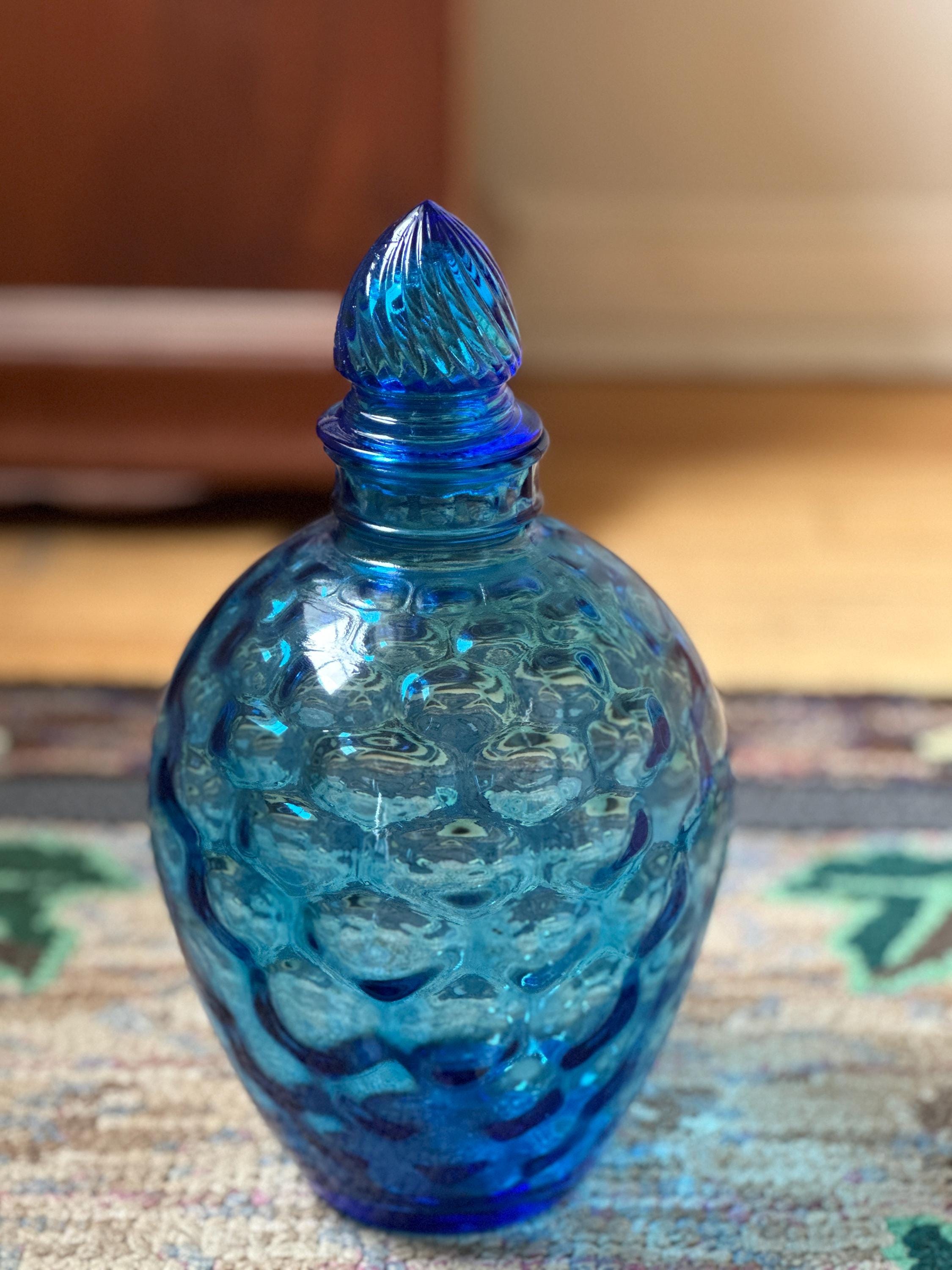 Vintage Blue Glass Honeycomb Decanter with Lid – The Vintastic Company